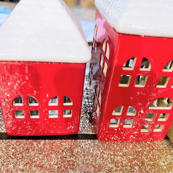 Holiday | Red Holiday Ceramic Village 5piece Houses Set | Poshmark